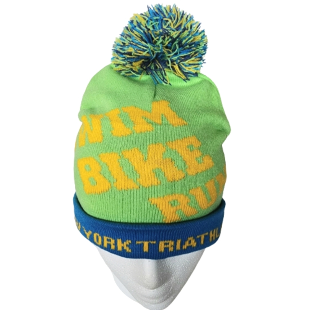 New York Triathlon 35th Anniversary Retro Pom Pom Hat - Gem